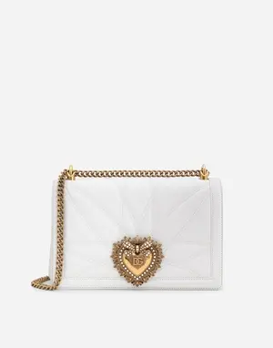 Dolce & Gabbana Large Devotion Bag In Quilted Nappa Leather - White