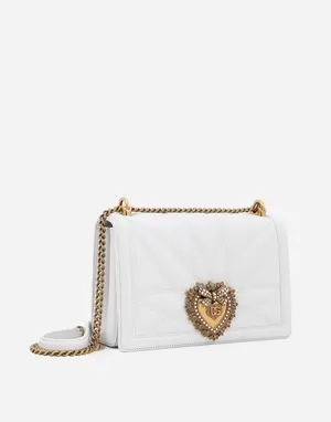 Dolce & Gabbana Large Devotion Bag In Quilted Nappa Leather - White