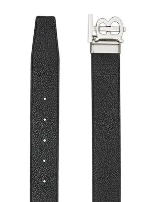 Burberry Reversible Tb Monogram Plaque Leather Belt - Black