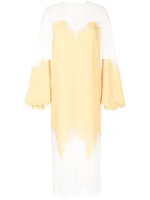 Costarellos Panelled Sheer Midi Dress - Yellow
