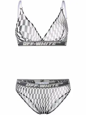 Off-White Optical-print Mesh Lingerie Set