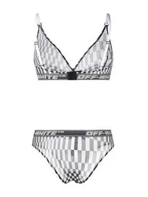Off-White Optical-print Mesh Lingerie Set