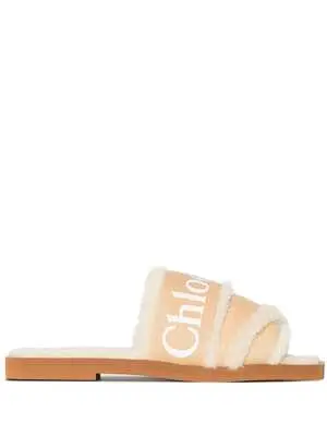 Chloé Woody Logo-tape Flat Sandals
