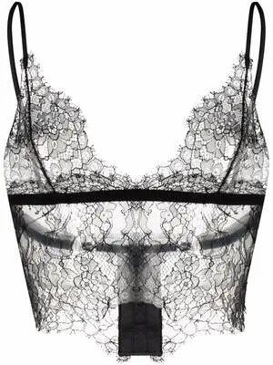 Dolce & Gabbana Lace-panel Spaghetti-strap Bralette - Black