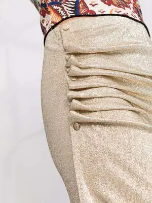 Rabanne Metallic Ruched Midi Skirt - Gold