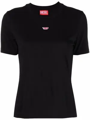 DIESEL® T-reg-d Logo-embroidered T-shirt - Black