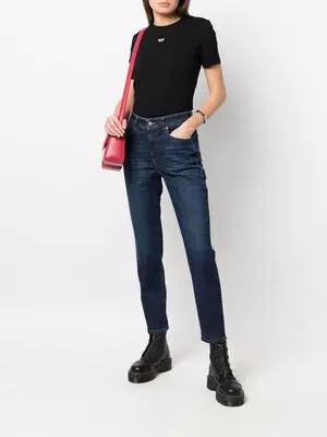DIESEL® T-reg-d Logo-embroidered T-shirt - Black