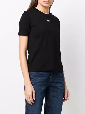 DIESEL® T-reg-d Logo-embroidered T-shirt - Black