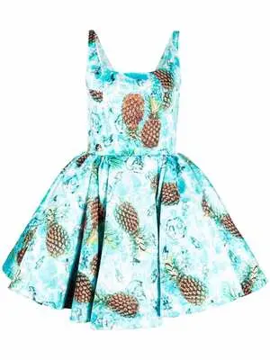 Philipp Plein Duchesse Pineapple Skies-print Mini Dress