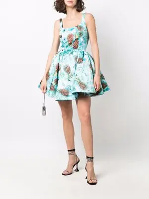 Philipp Plein Duchesse Pineapple Skies-print Mini Dress