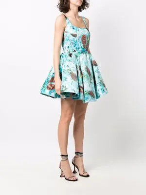 Philipp Plein Duchesse Pineapple Skies-print Mini Dress