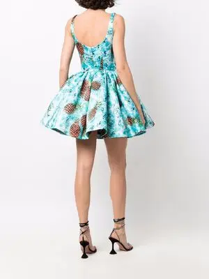Philipp Plein Duchesse Pineapple Skies-print Mini Dress