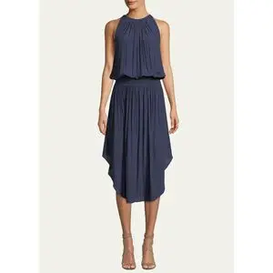 Ramy Brook Audrey Sleeveless Blouson Midi Dress - Navy