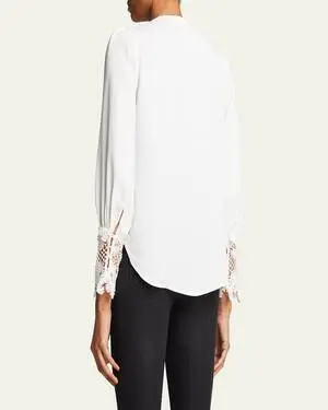 L'Agence Ava Lace-cuff Blouse - Ivory