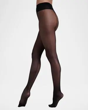 Wolford Individual 10 Back Seam Tights - Black