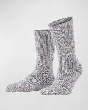 Falke Falke Brooklyn Rib-Knit Cotton Socks Metal Grey