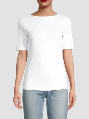 Majestic Filatures Soft-touch Boatneck Tee - Blanc