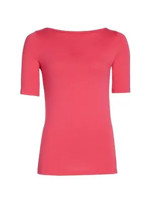 Majestic Filatures Soft-touch Boatneck Tee Fuschia