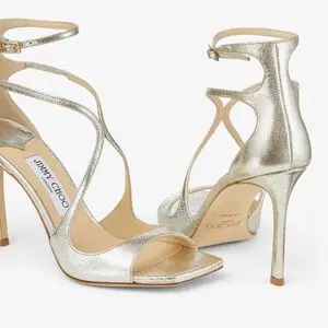 JIMMY CHOO Azia 95 Glitter Sandals - Silver