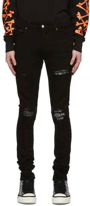 Amiri AMIRI Black Bandana Jeans - Black Od