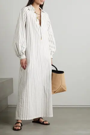Zeus+dione Aiolos Striped Cotton-poplin Kaftan