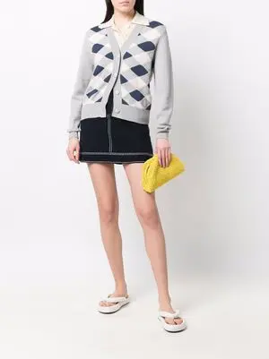 BARRIE Contrast-stitch Mini Skirt - Blue
