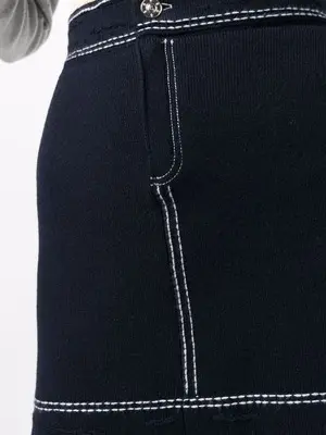 BARRIE Contrast-stitch Mini Skirt - Blue