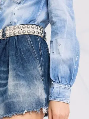 Dsquared2 Two-tone Distressed Denim Playsuit