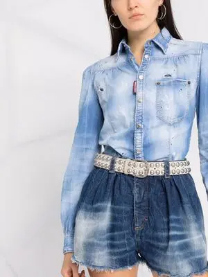 Dsquared2 Two-tone Distressed Denim Playsuit