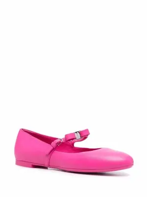 FERRAGAMO Bow-detail Leather Ballerina Shoes - Pink