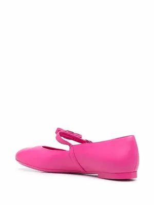 FERRAGAMO Bow-detail Leather Ballerina Shoes - Pink