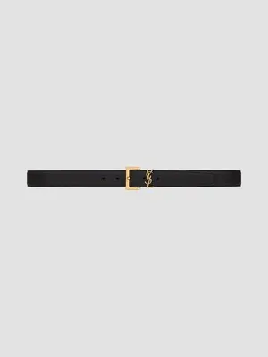 Saint Laurent Grained Leather Logo Belt