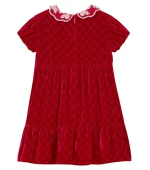 Gucci Baby Gg Jacquard Velvet Dress