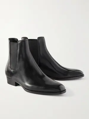 Saint Laurent Wyatt Leather Chelsea Boots - Black