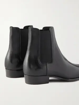 Saint Laurent Wyatt Leather Chelsea Boots - Black