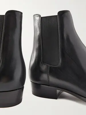 Saint Laurent Wyatt Leather Chelsea Boots - Black