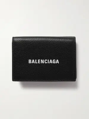 Balenciaga Logo-print Full-grain Leather Trifold Wallet - Black