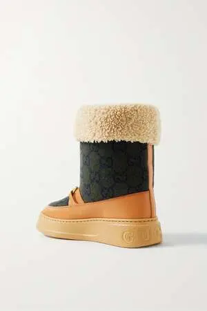Gucci Horsebit Shearling And Leather-trimmed Logo-print Felt Snow Boots