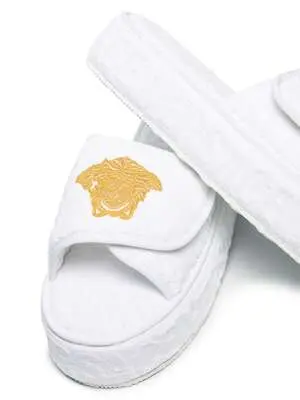 Versace Medusa Head Platform Slippers - White