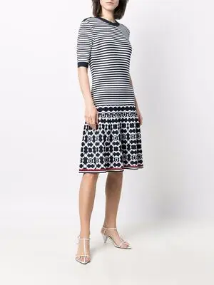FERRAGAMO Stripe Print Midi Dress
