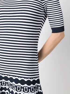 FERRAGAMO Stripe Print Midi Dress
