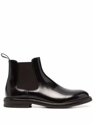 SCAROSSO Glossy Leather Chelsea Boots - Brown