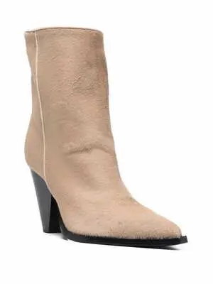 SCAROSSO Emily Pointed Heeled Boots - Neutrals