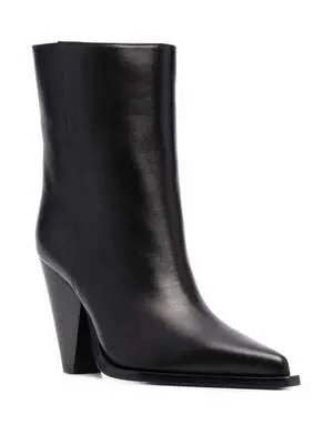 SCAROSSO Emily Leather Ankle Boots - Black