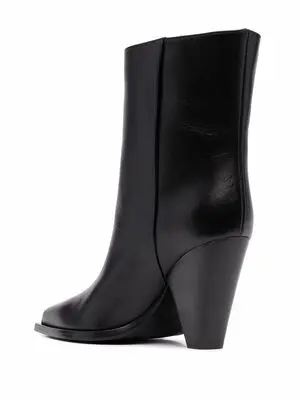 SCAROSSO Emily Leather Ankle Boots - Black