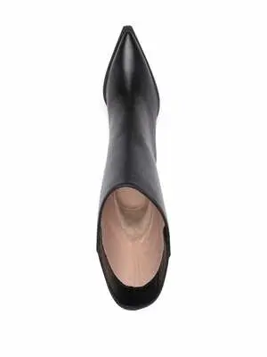 SCAROSSO Emily Leather Ankle Boots - Black