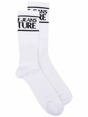 Versace Logo-knit Calf Socks - White