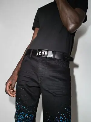 Dsquared2 Icon Logo Plaque Leather Belt