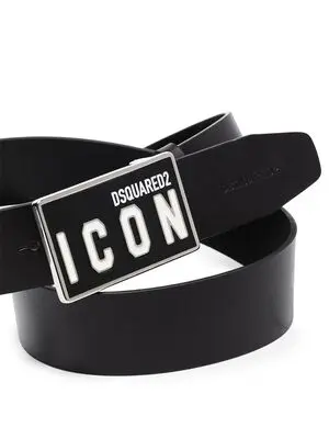 Dsquared2 Icon Logo Plaque Leather Belt