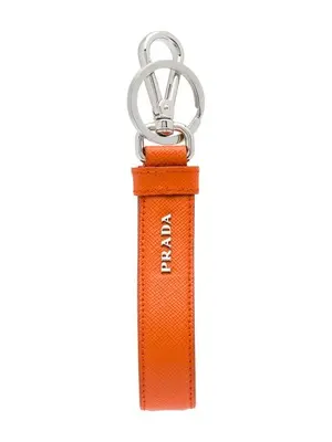 Prada Saffiano Leather Keychain - Orange
